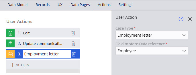 Configuring Actions for data objects | Pega Community